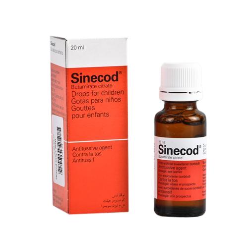 سعر ومواصفات نقط وشراب sinecod سينيكود مهديء للسعال لعلاج الكحة الجافة